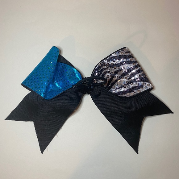 Accessories | Teal Cheer Bow With Zebra Stripes | Poshmark